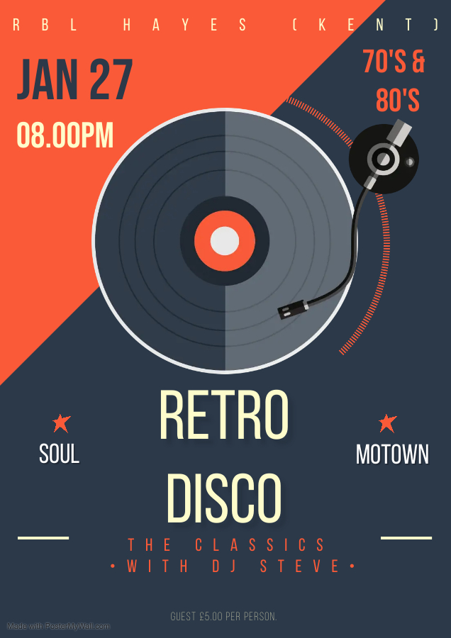Retro Disco 70’s / 80’s – Saturday 27th January 2024 – From 8pm Onwards ...
